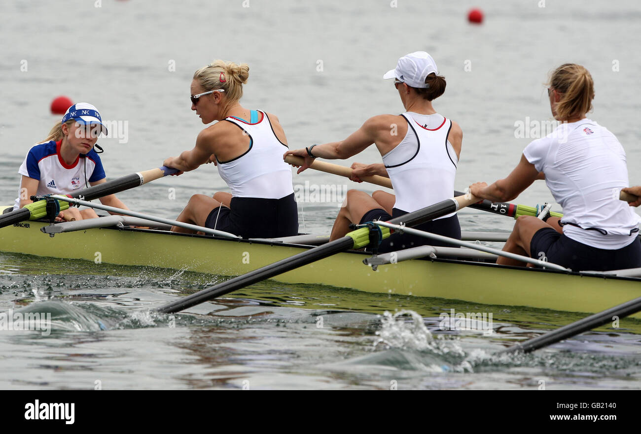 Great Britain's womens eights cox Caroline O'Connor (left) during a ...