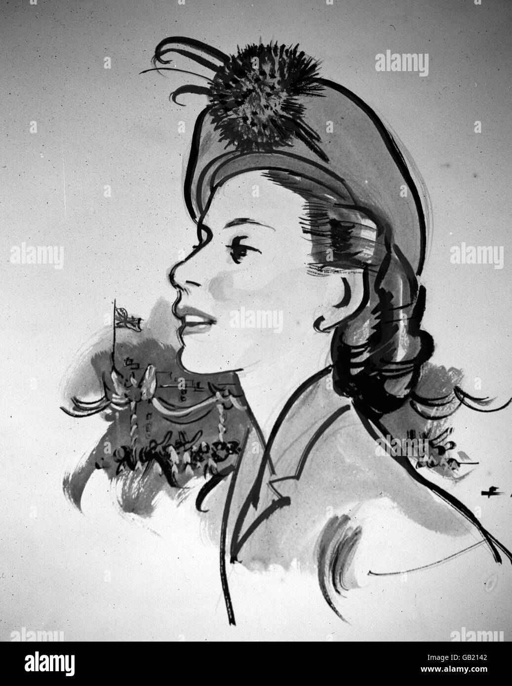 Princess Elizabeth's going away hat this high bonnet beret in love-in ...