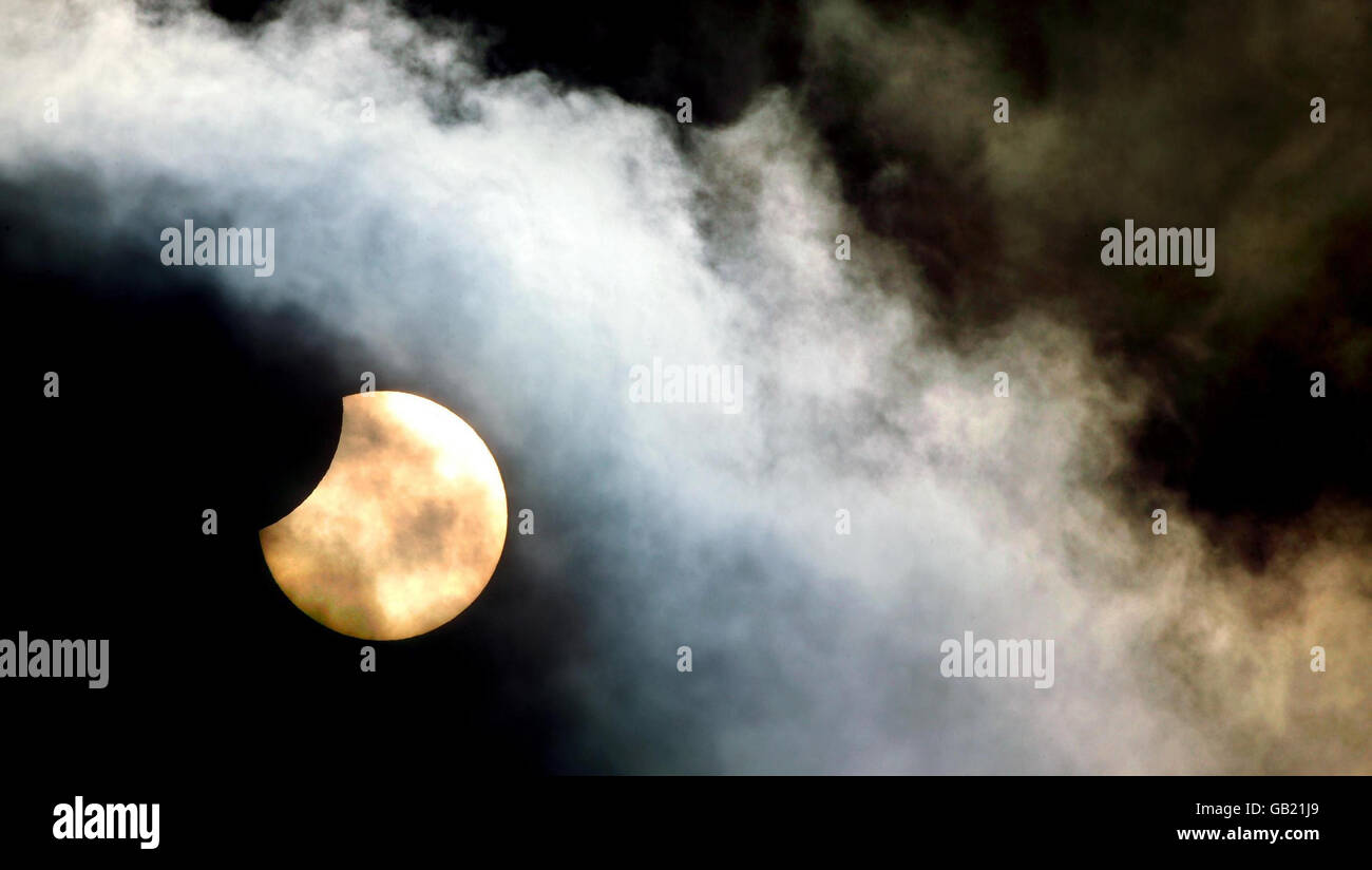 Partial solar eclipse Stock Photo - Alamy