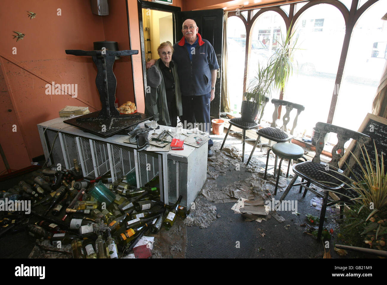 John and Nora Wallace pictured in their flooded restaurant The Mallard ...