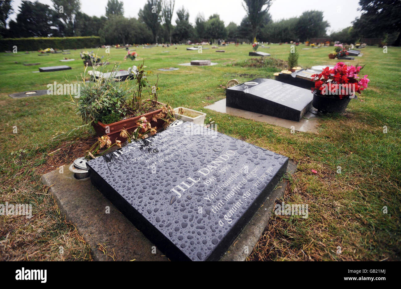 The memorial stone of Jill Dando at Ebdon Road Crematorium and Cemetery ...