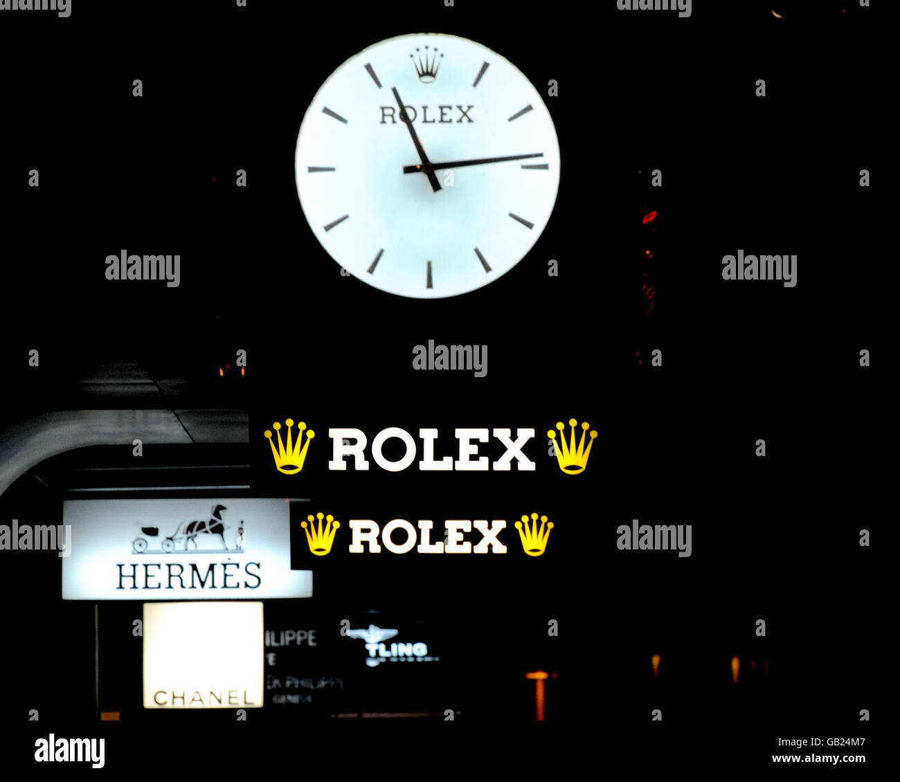 Travel stock - Geneva - Switzerland. General view of shops signs at ...