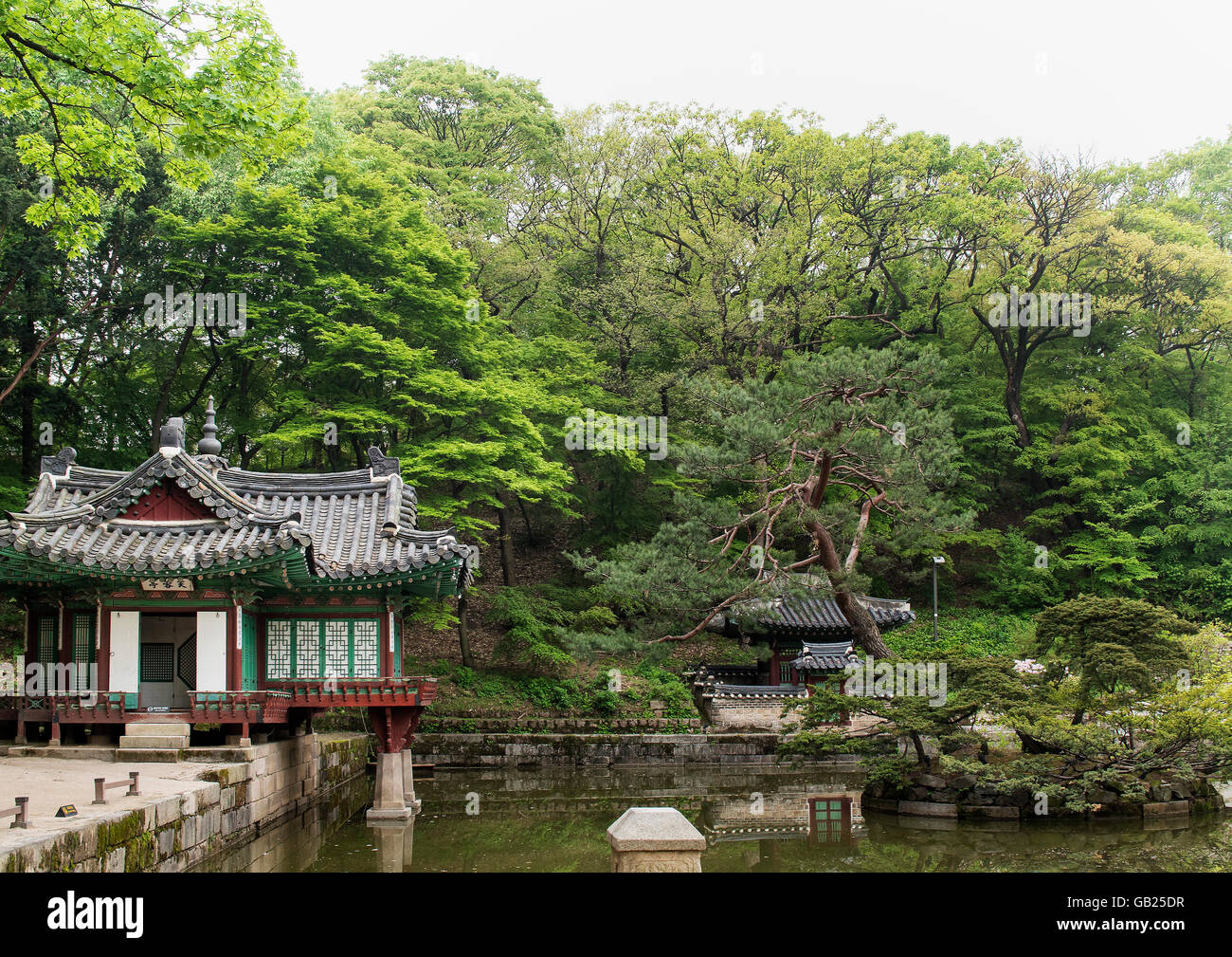 pavilion Buyongjeong and Sajeonggibigak at Buyongji-pond in the secret ...
