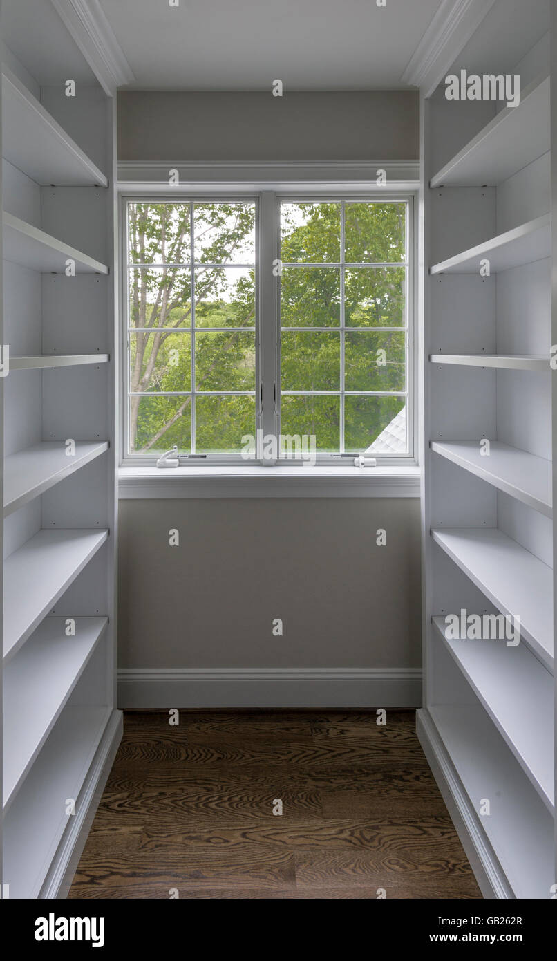 White Shelves Inside Closet Stock Photo - Alamy