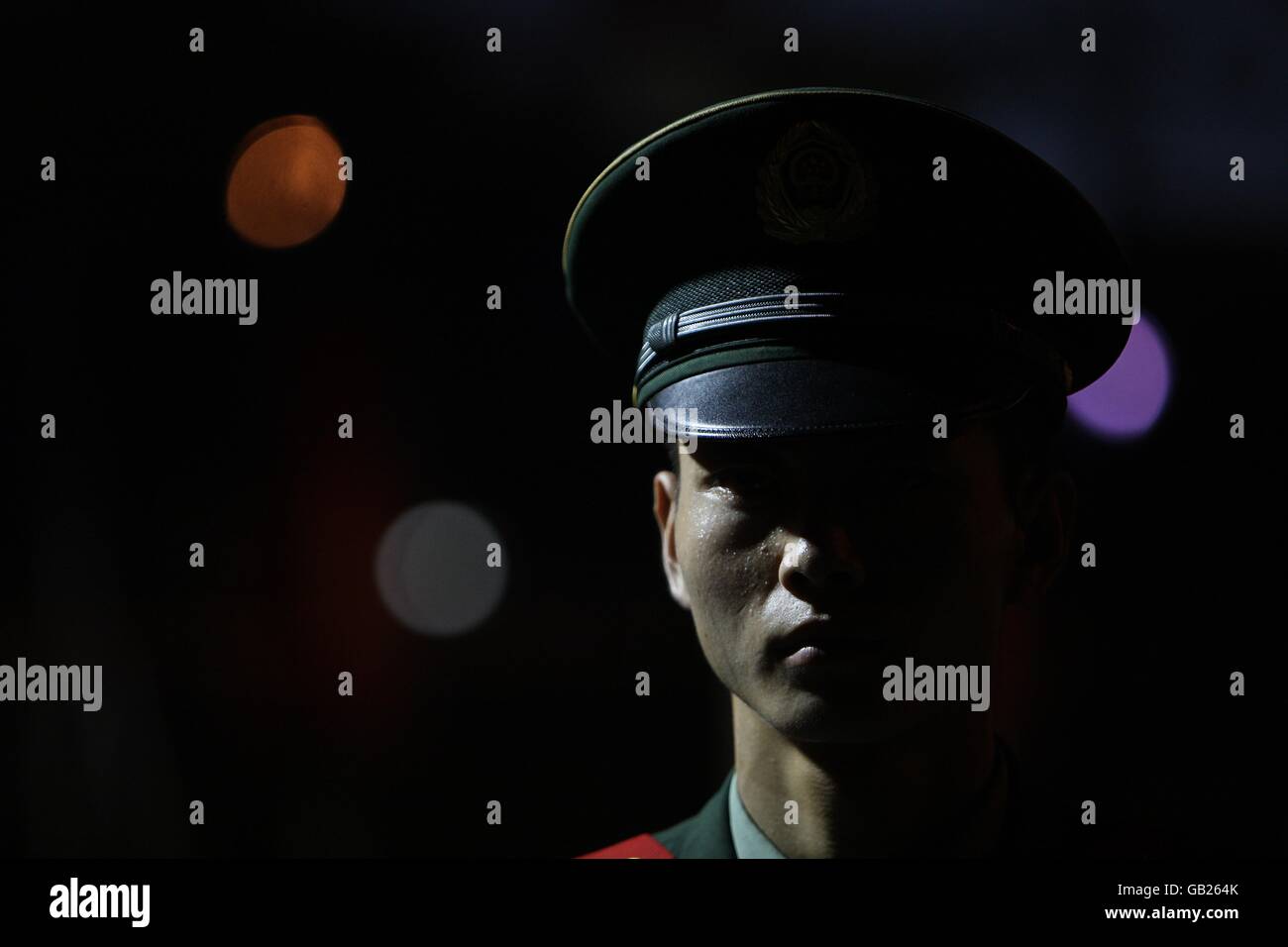 An soldier stands guard during the Opening Ceremony of the 2008 Olympic ...