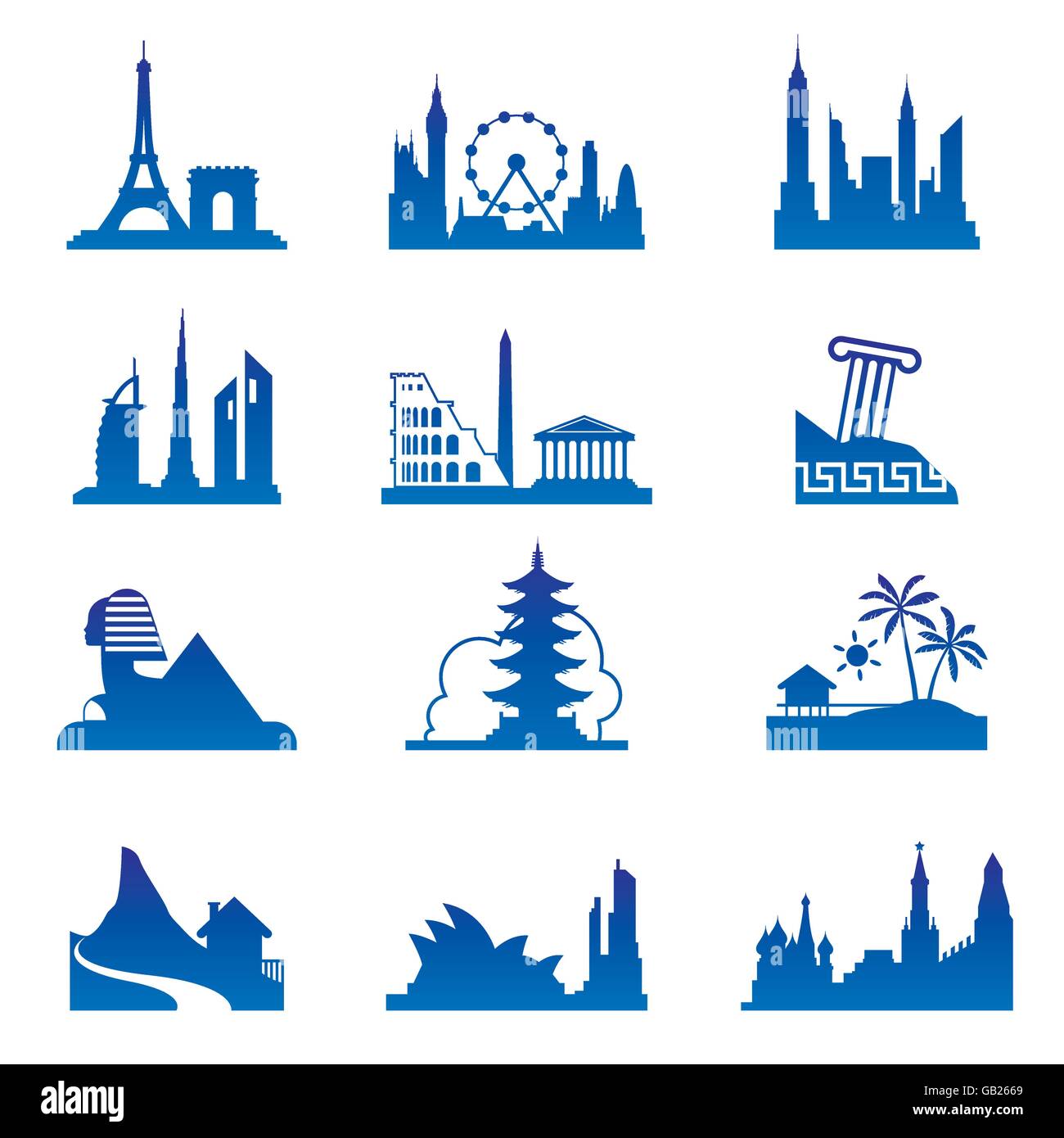 World travel destinations - vector illustration Stock Vector Image ...