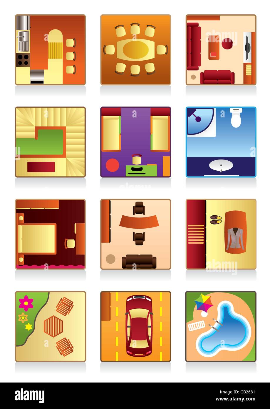 Furniture of the house's rooms - vector illustration Stock Vector Image ...