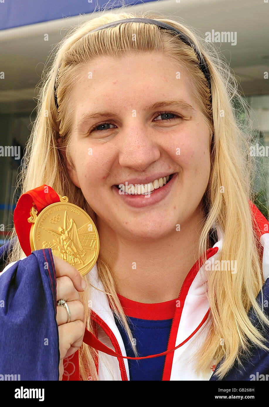 Great Britains Rebecca Adlington With The Gold Medal She Won In The