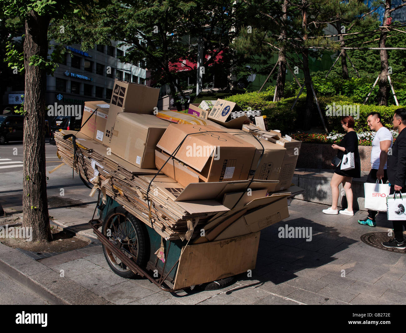 waste paper in Myeongdong, Seoul, South Korea, Asia Stock Photo - Alamy