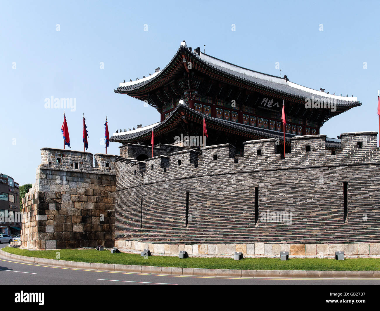 South gate Paldalmun of fortress Hwaseong, Suwon, Province Gyeonggi-do ...