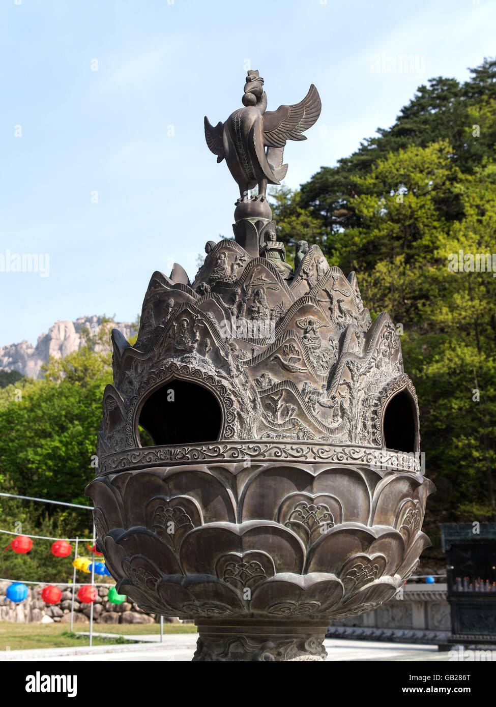 near Buddha statue Tongil Daebu in Seoraksan National Park near Sokcho ...
