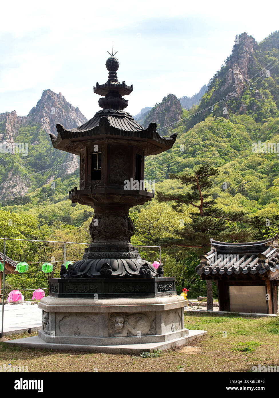 near Buddha statue Tongil Daebu in Seoraksan National Park near Sokcho ...