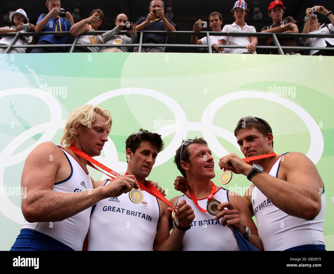 Great Britain's rowers (from left) Andrew Triggs Hodge, Tom James ...