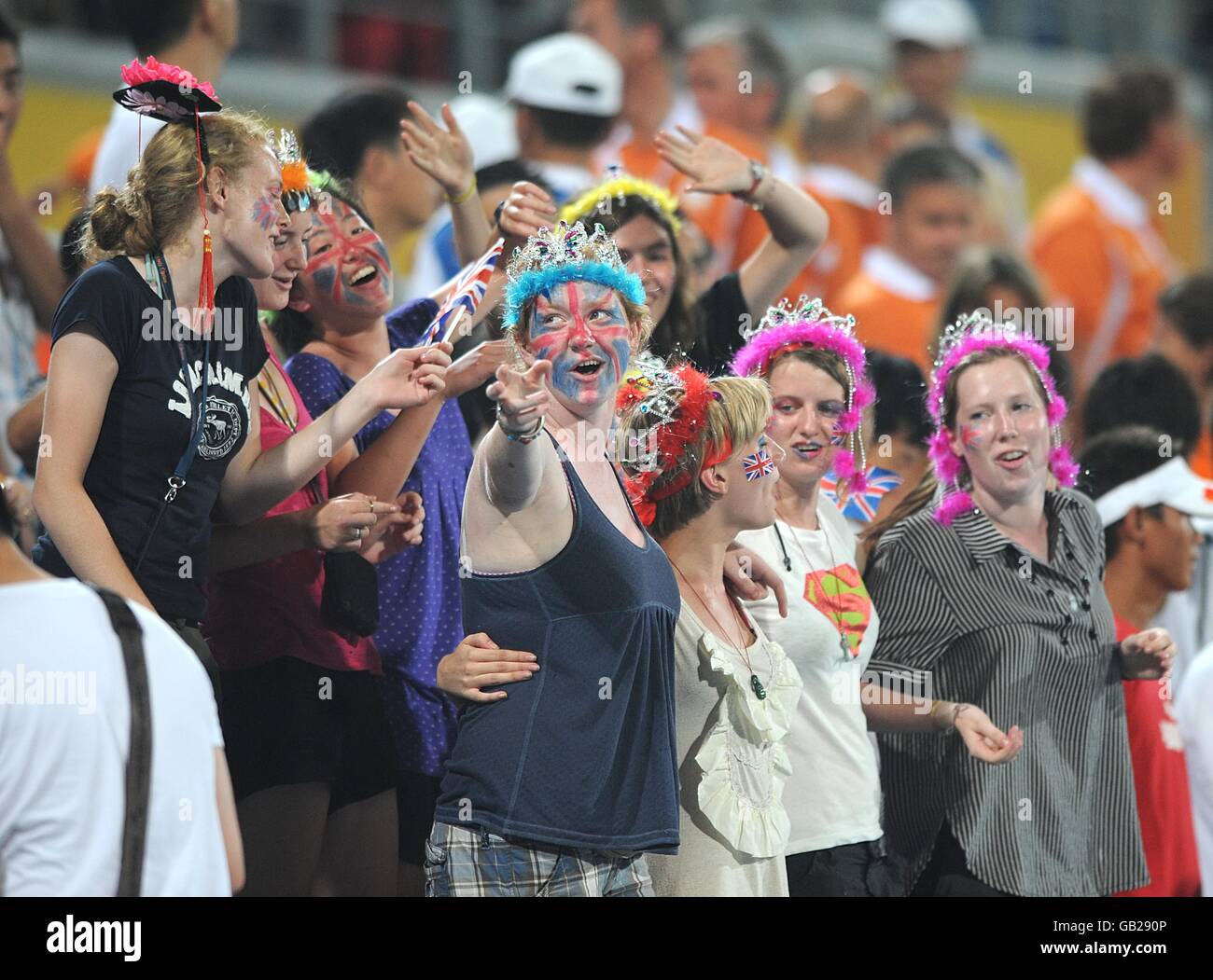 British fans show their suport in the stands before the match against ...