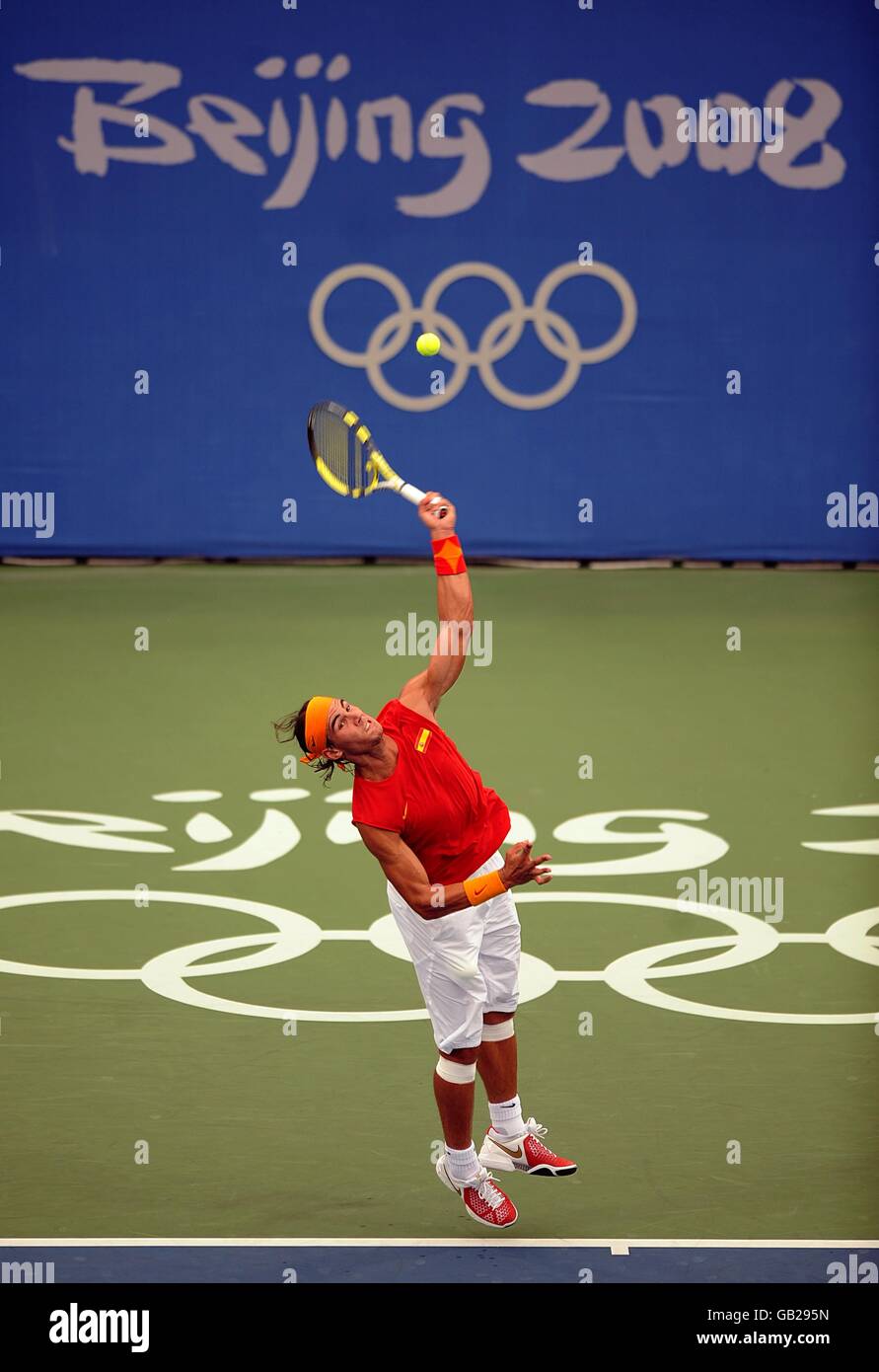 Spain's Rafael Nadal serves during his match against Italy's Potito ...