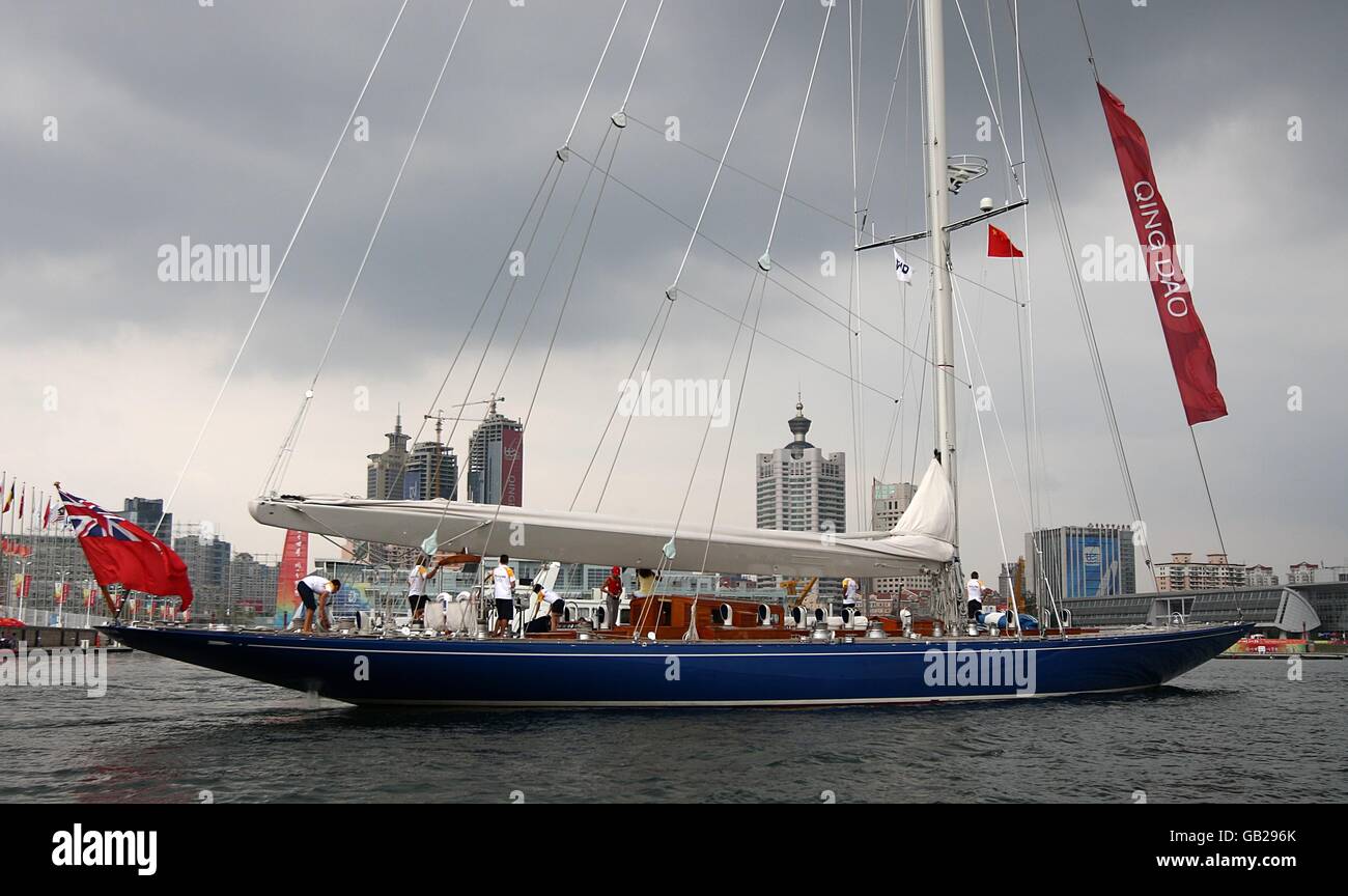 A boat in the habour at the 2008 Beijing Olympic Games' Sailing Centre ...