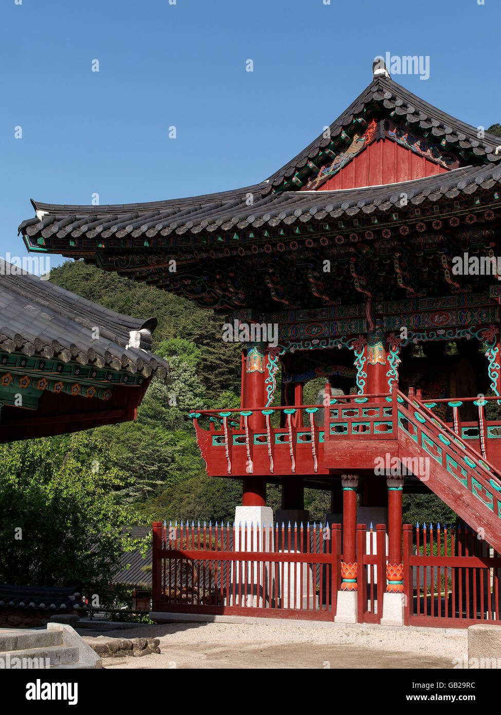 drum-tower, buddhist Hwaeomsa temple in Jirisan national park, province ...