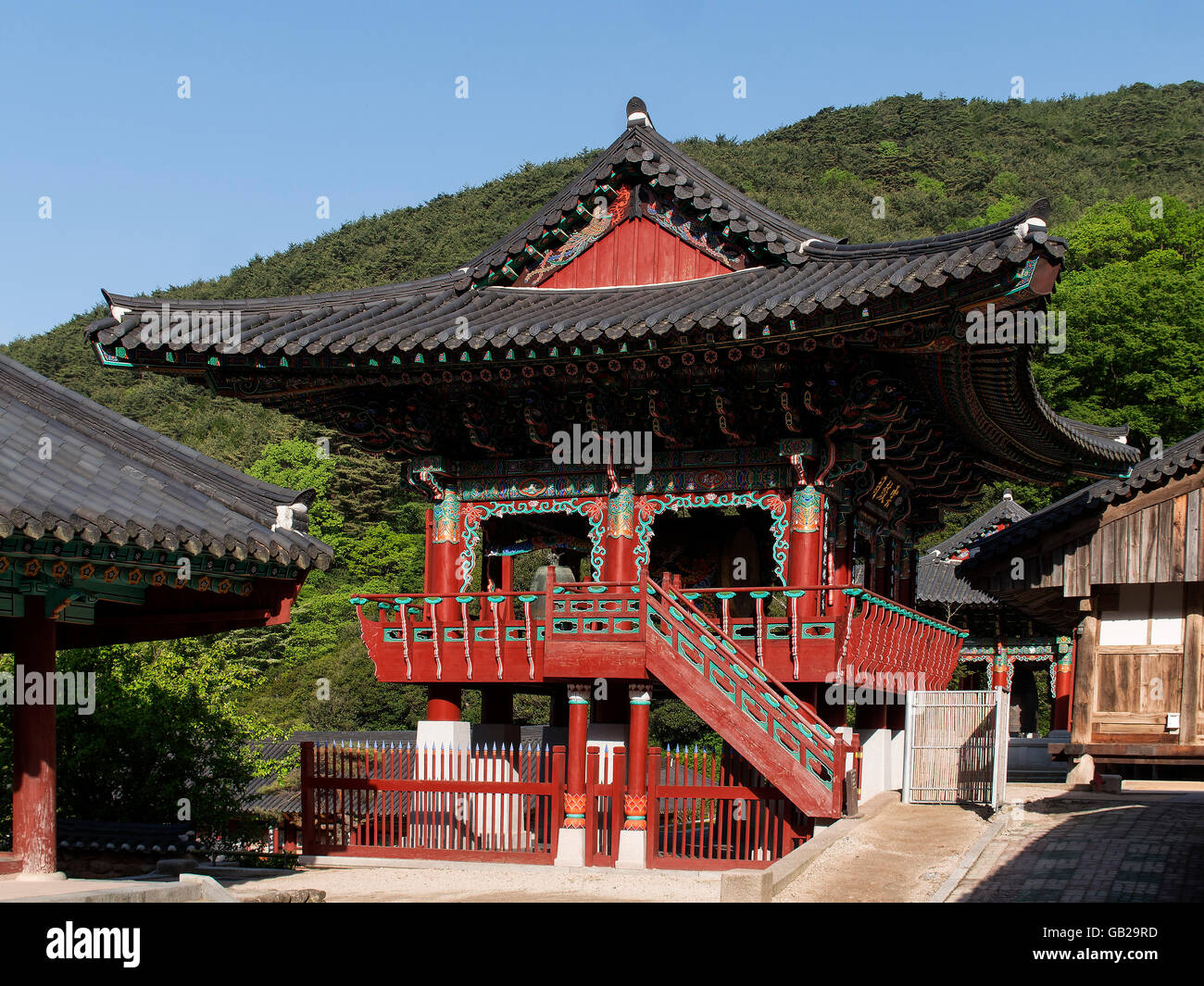 drum-tower, buddhist Hwaeomsa temple in Jirisan national park, province ...