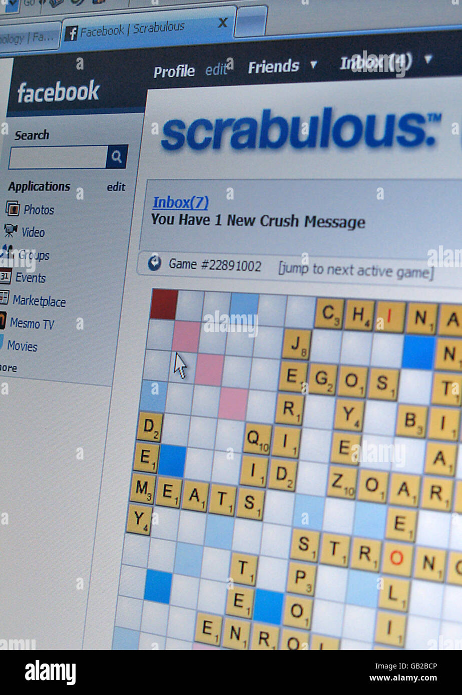 Scrabulous online word game Stock Photo - Alamy