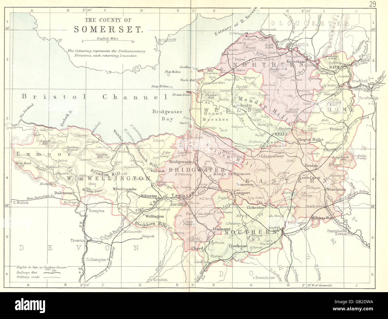 Somerset county map england hi-res stock photography and images - Alamy
