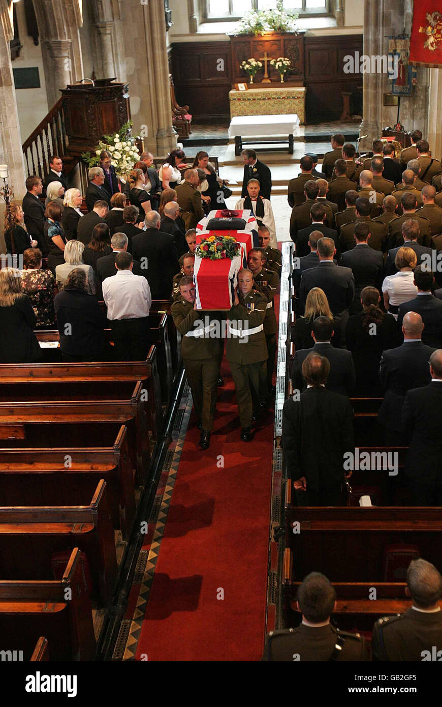 The funeral of Corporal Jason Barnes at St Peters Church, Colchester ...