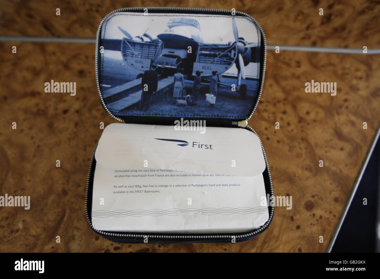 First class and premium travel. The wash bag given to passengers in the ...