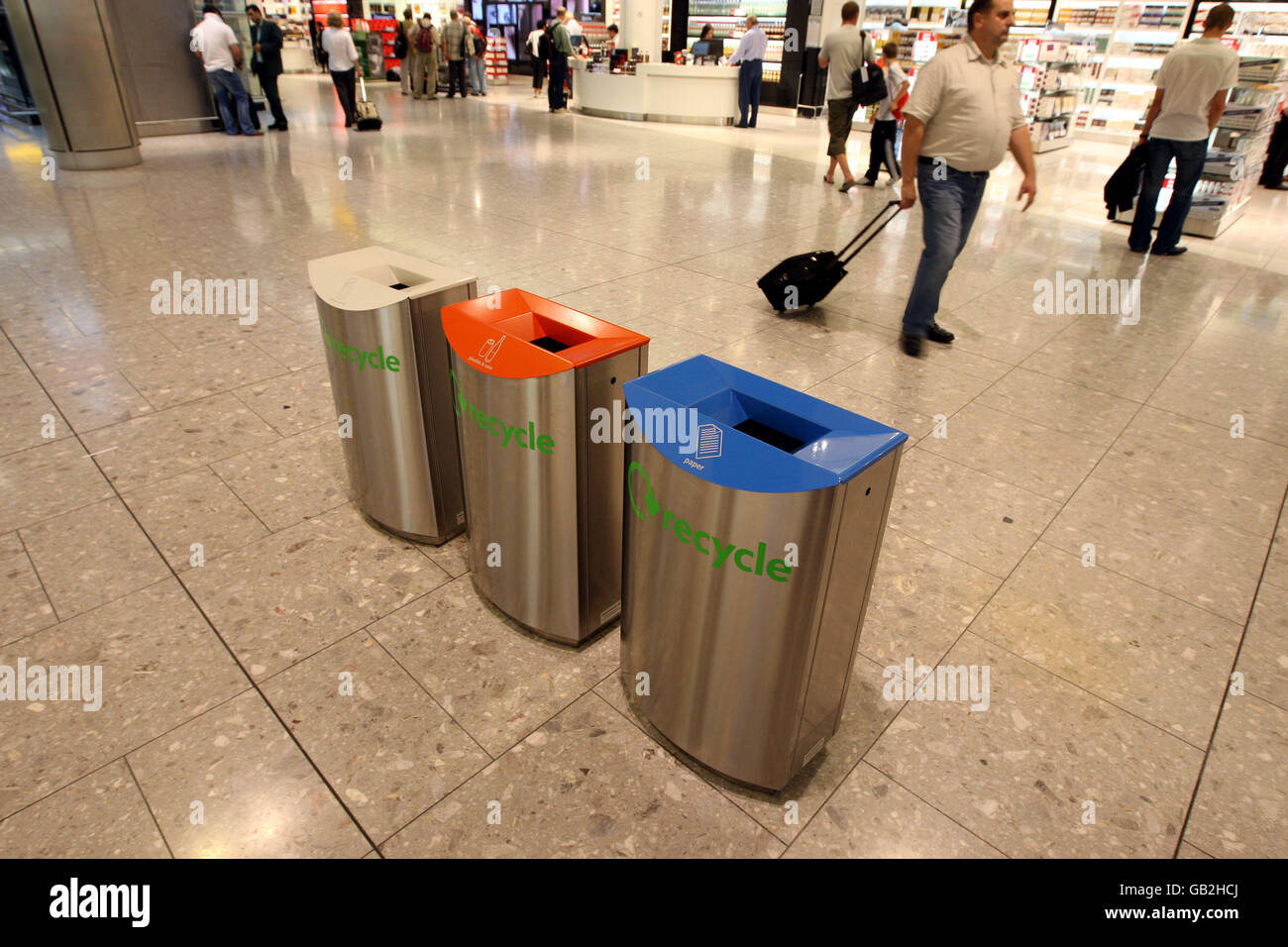 Heathrow Terminal 5. Generic picture of recycling bins which are ...