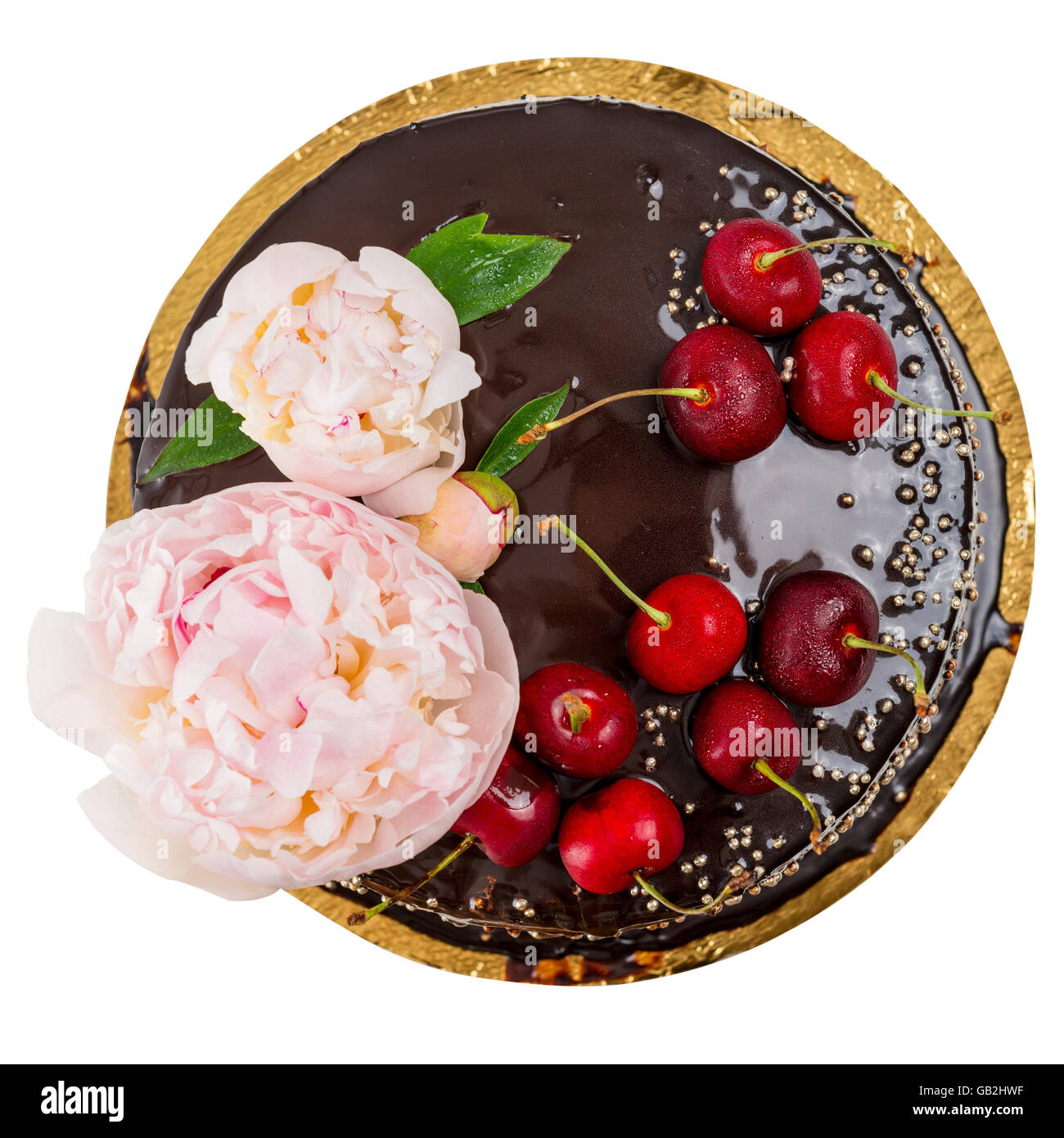 Beautiful cake on a white background. View from above Stock Photo - Alamy