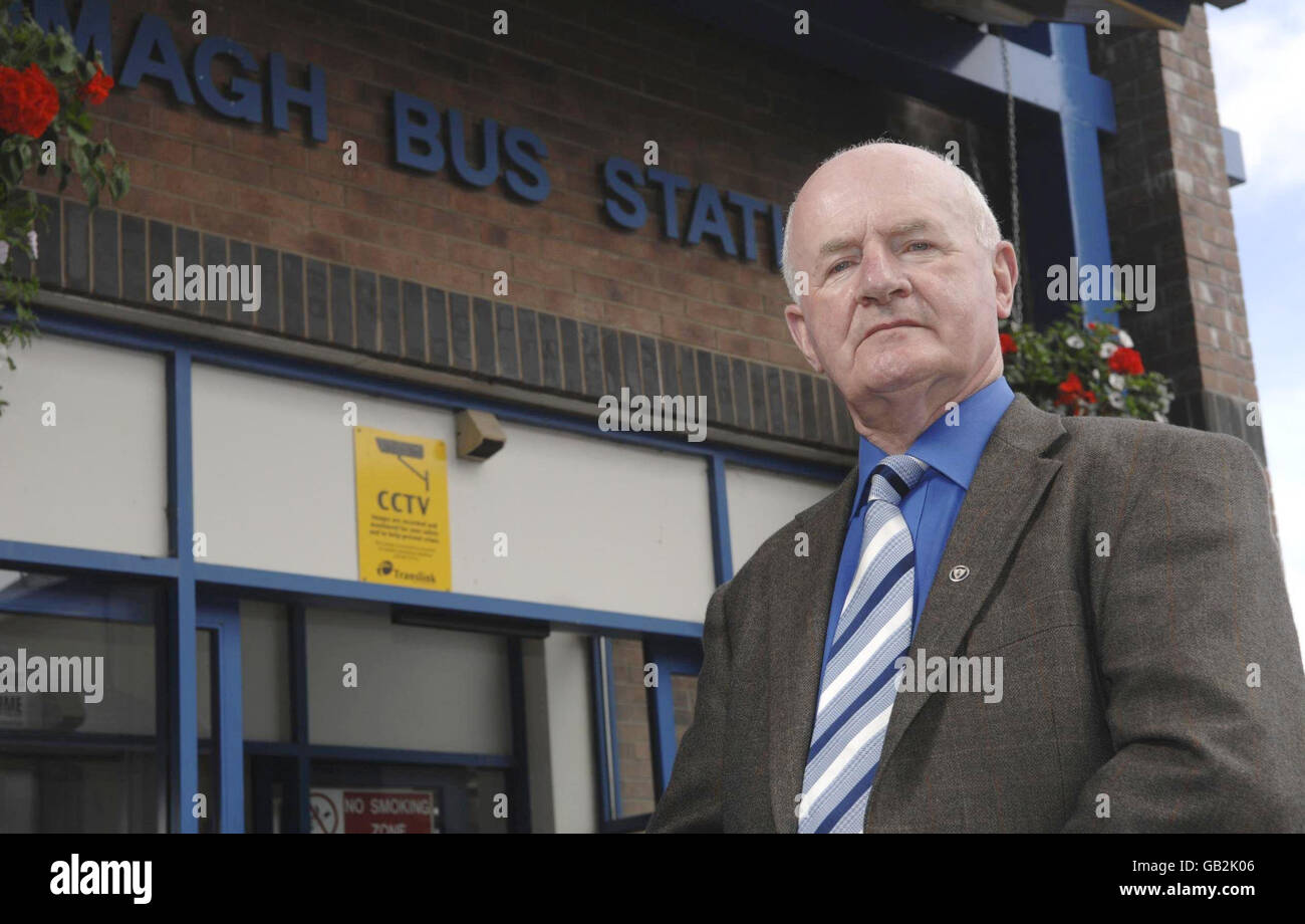 Paddy Magowan, 71, pictured outside Omagh Bus Station. He was a part ...