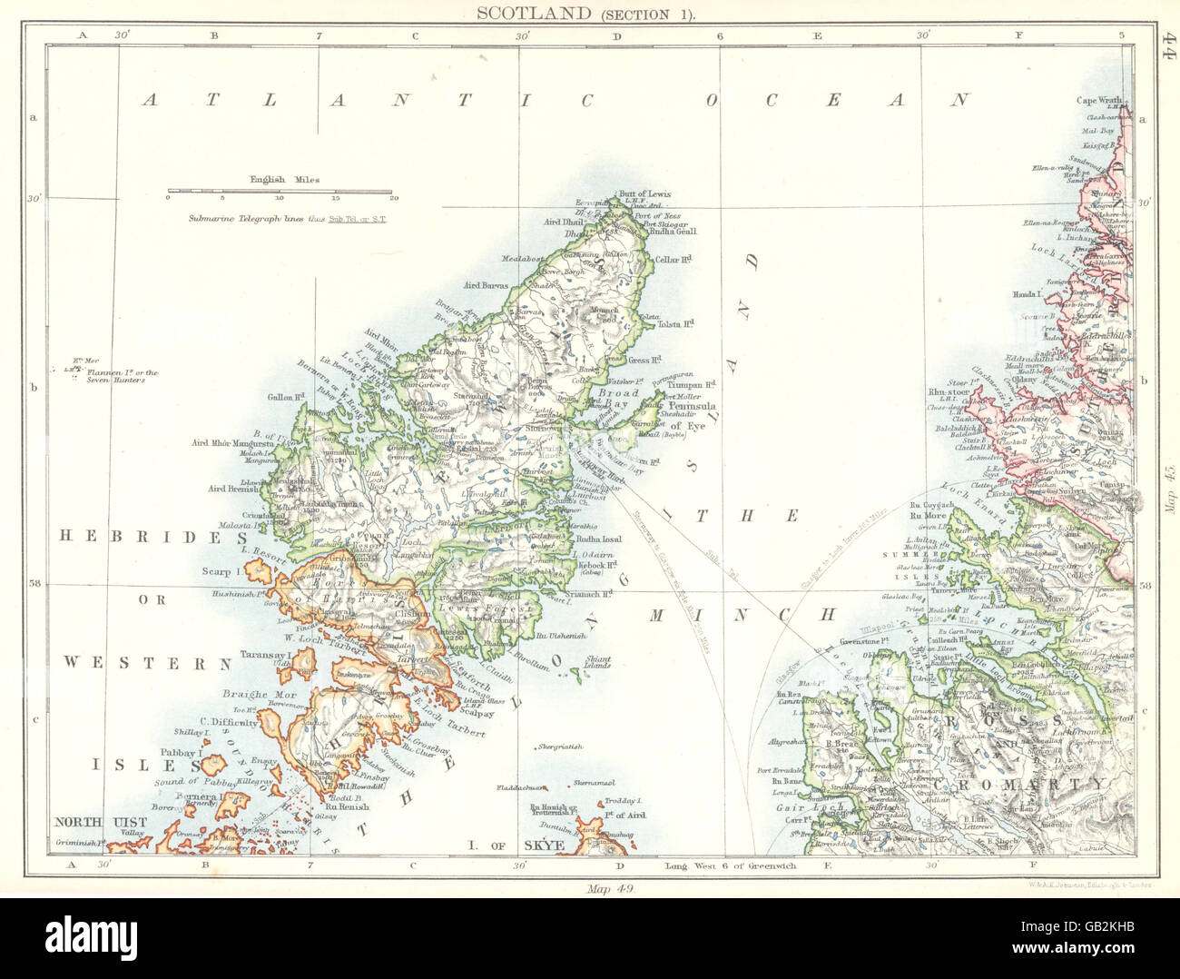 SCOTLAND: Hebrides Western Isles; Ross and Cromarty, 1897 antique map ...