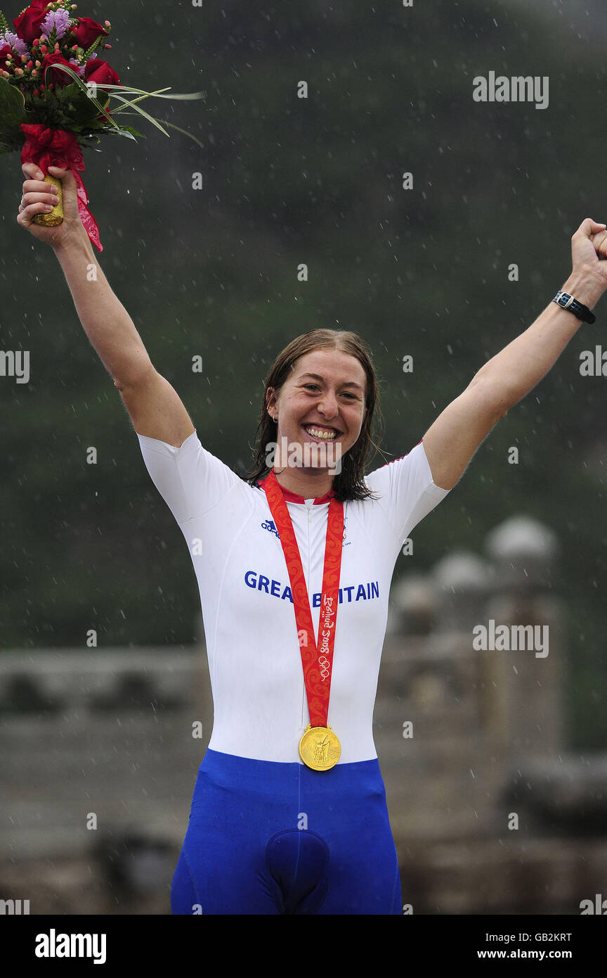Nicole cooke celebrates following victory in road race beijing olympics ...