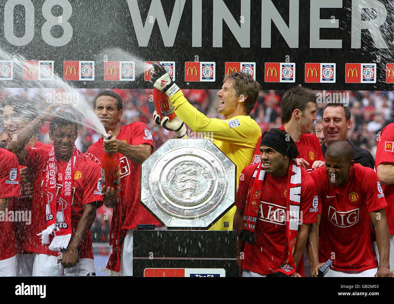 Manchester united celebrate winning the community shield hi-res stock ...