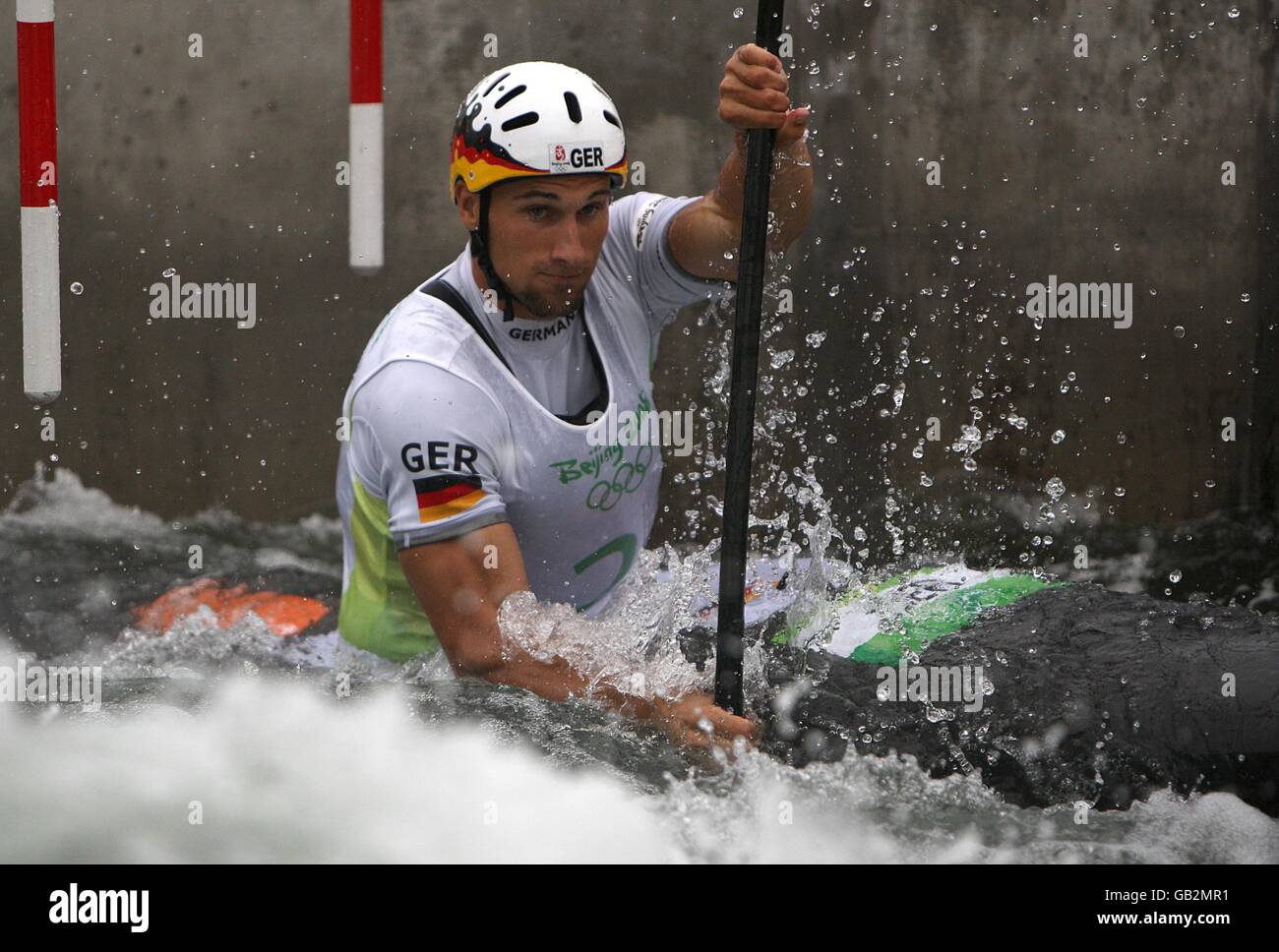 Germany's Alexander Grimm in action during the Kayak single (K1) heats ...