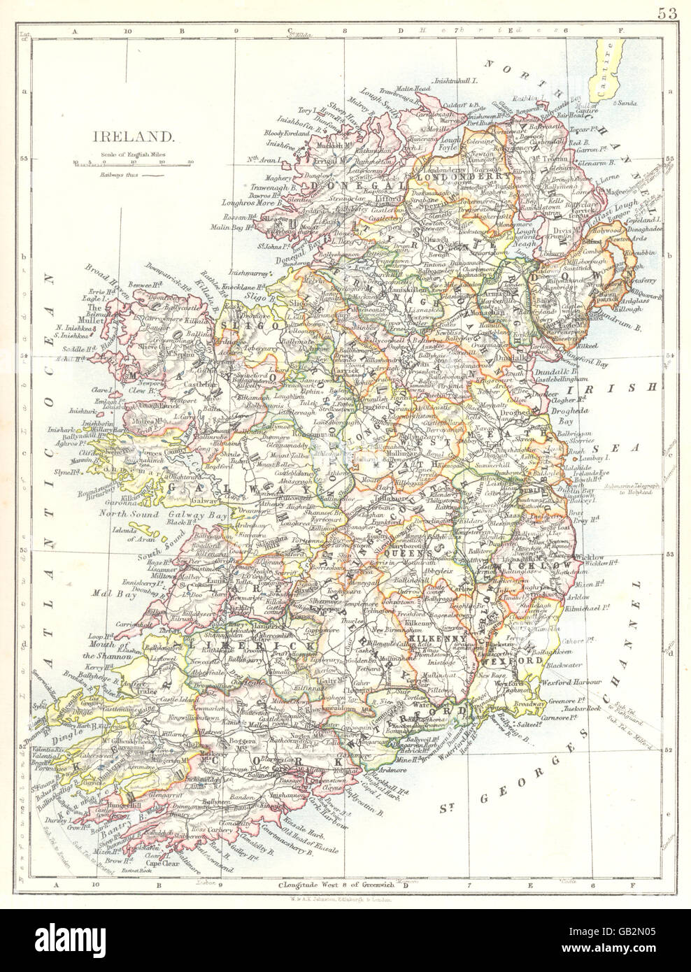 19th Century Ireland Map High Resolution Stock Photography and Images ...