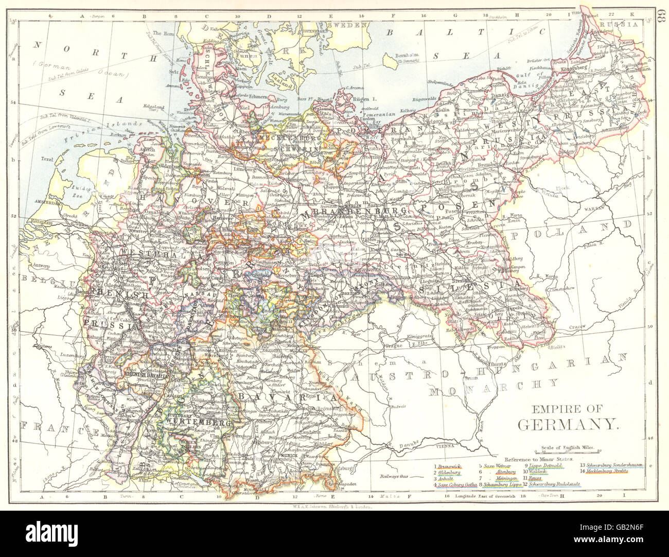 GERMANY: Empire of Germany, 1897 antique map Stock Photo - Alamy