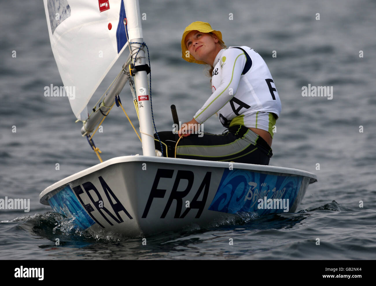France's Sarah Steyaert watch the luff of her sail as she competes in ...