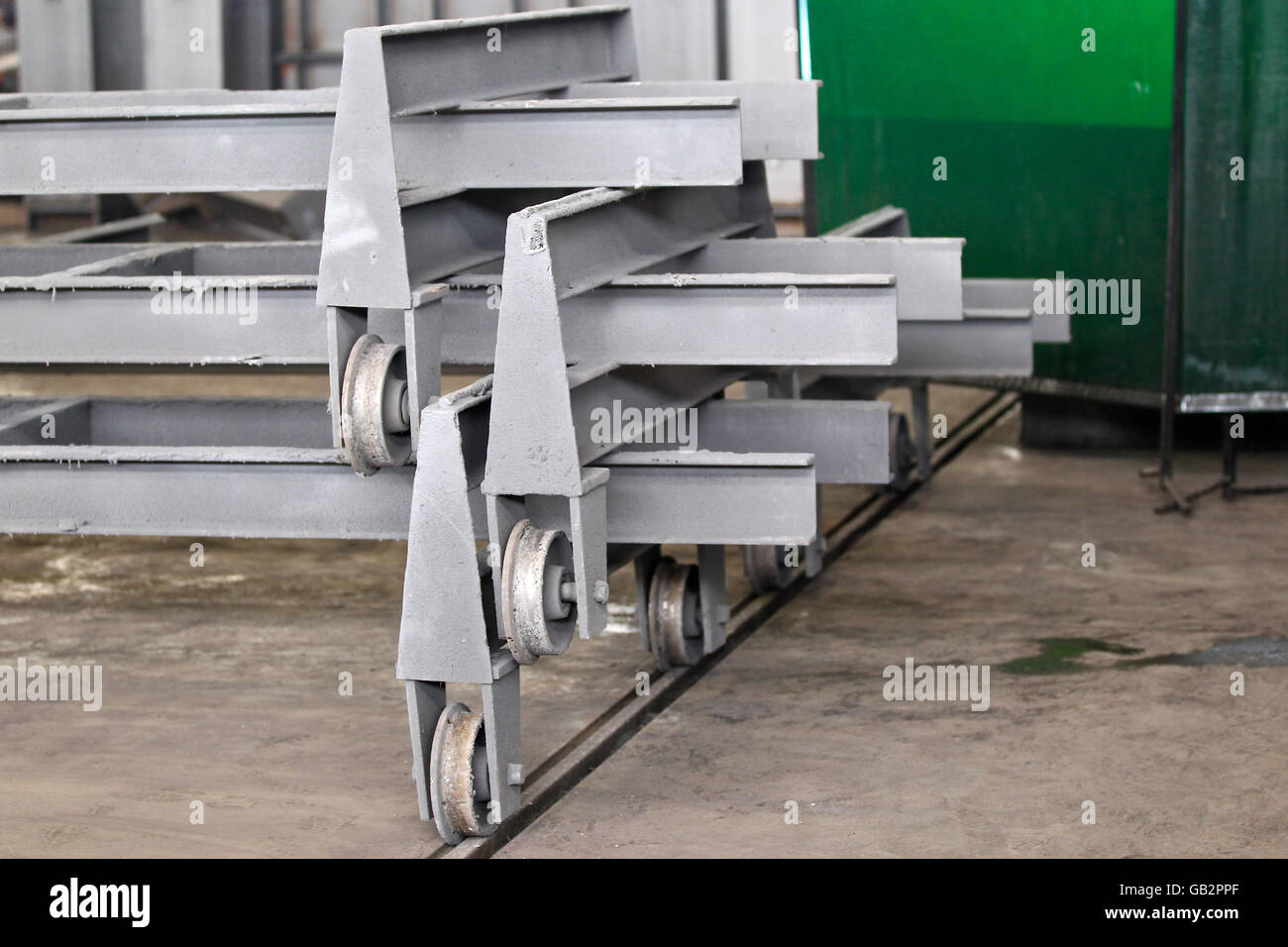 elements of transport trolleys for moving material in an industrial ...