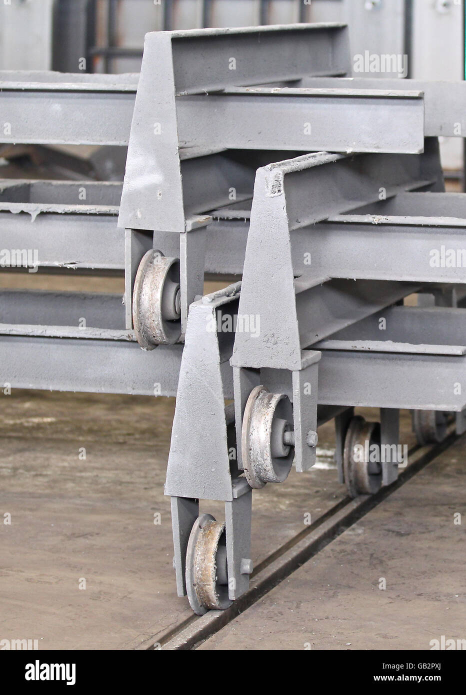elements of transport trolleys for moving material in an industrial ...