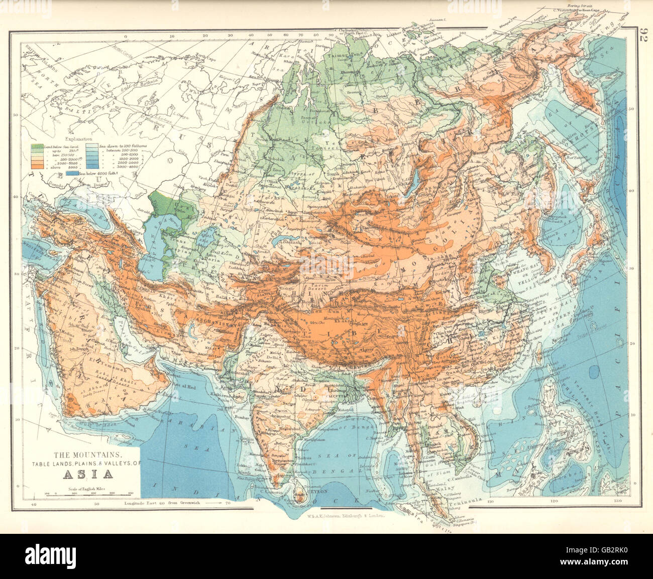 ASIA: The mountains, Table lands, Plains. & Valleys, of Asia, 1897 ...