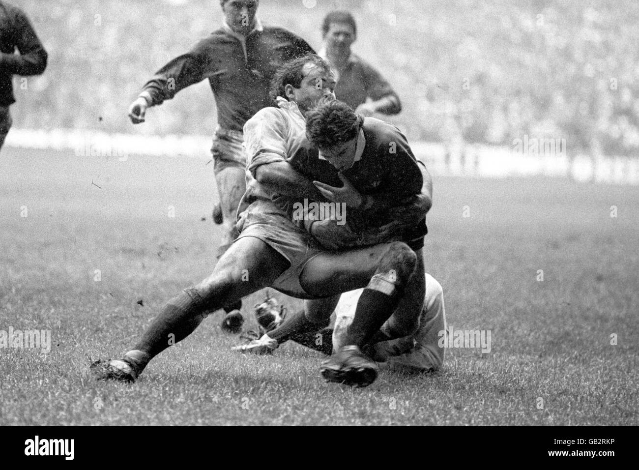 Welshman Jonathan Davies attempts to go forward under the pressure of ...