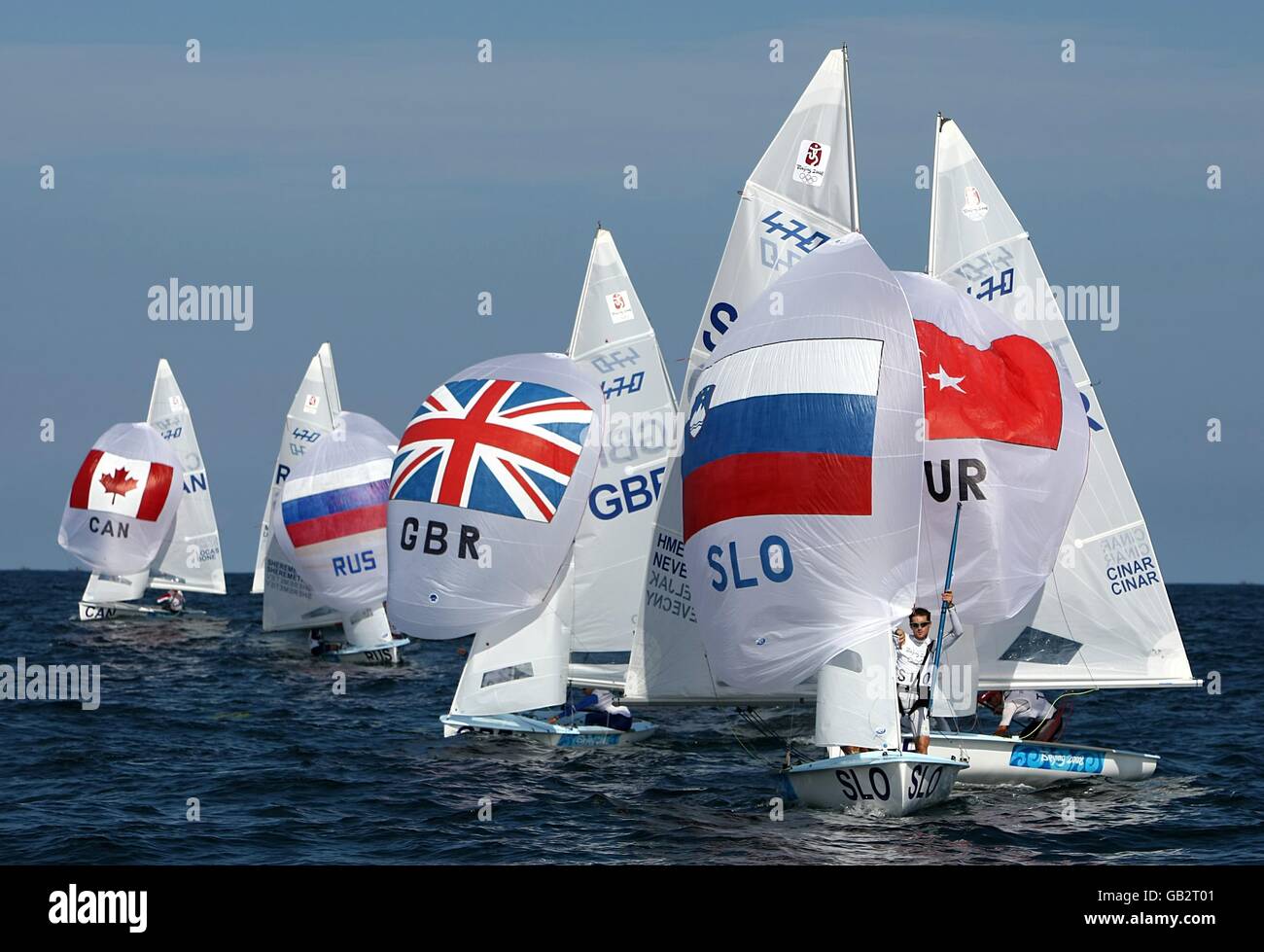 Men's 470s in action during the opening rounds of their event at the ...