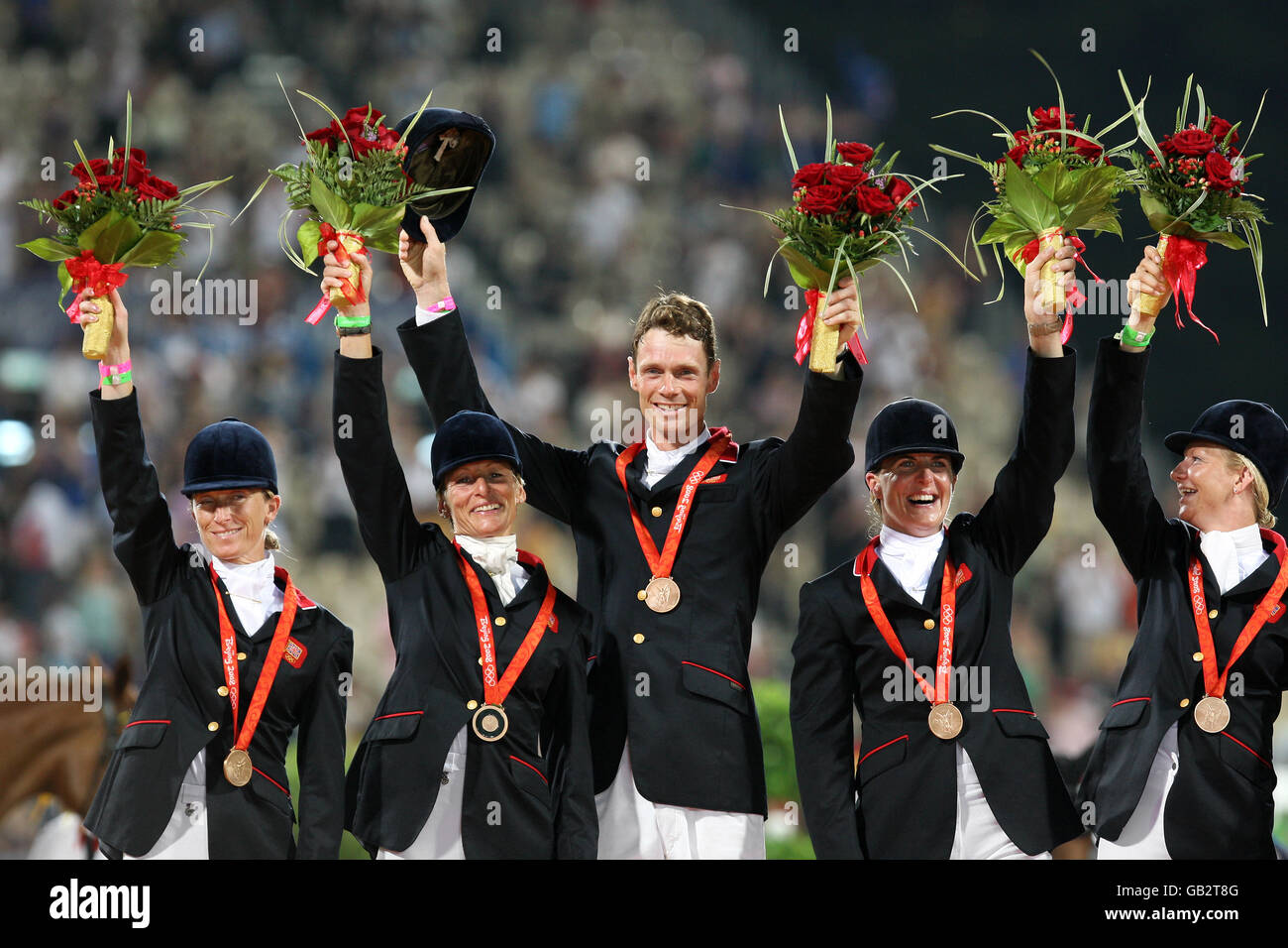 Great Britain's eventing team, l-r, Daisy Dick, Mary King, William Fox ...
