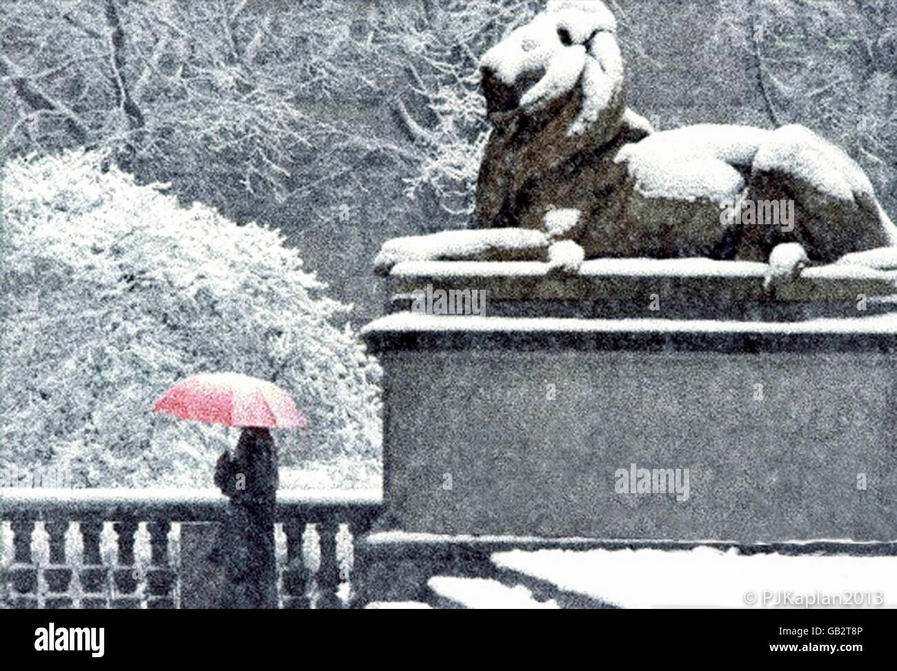 New York Public Library in snow storm Stock Photo - Alamy