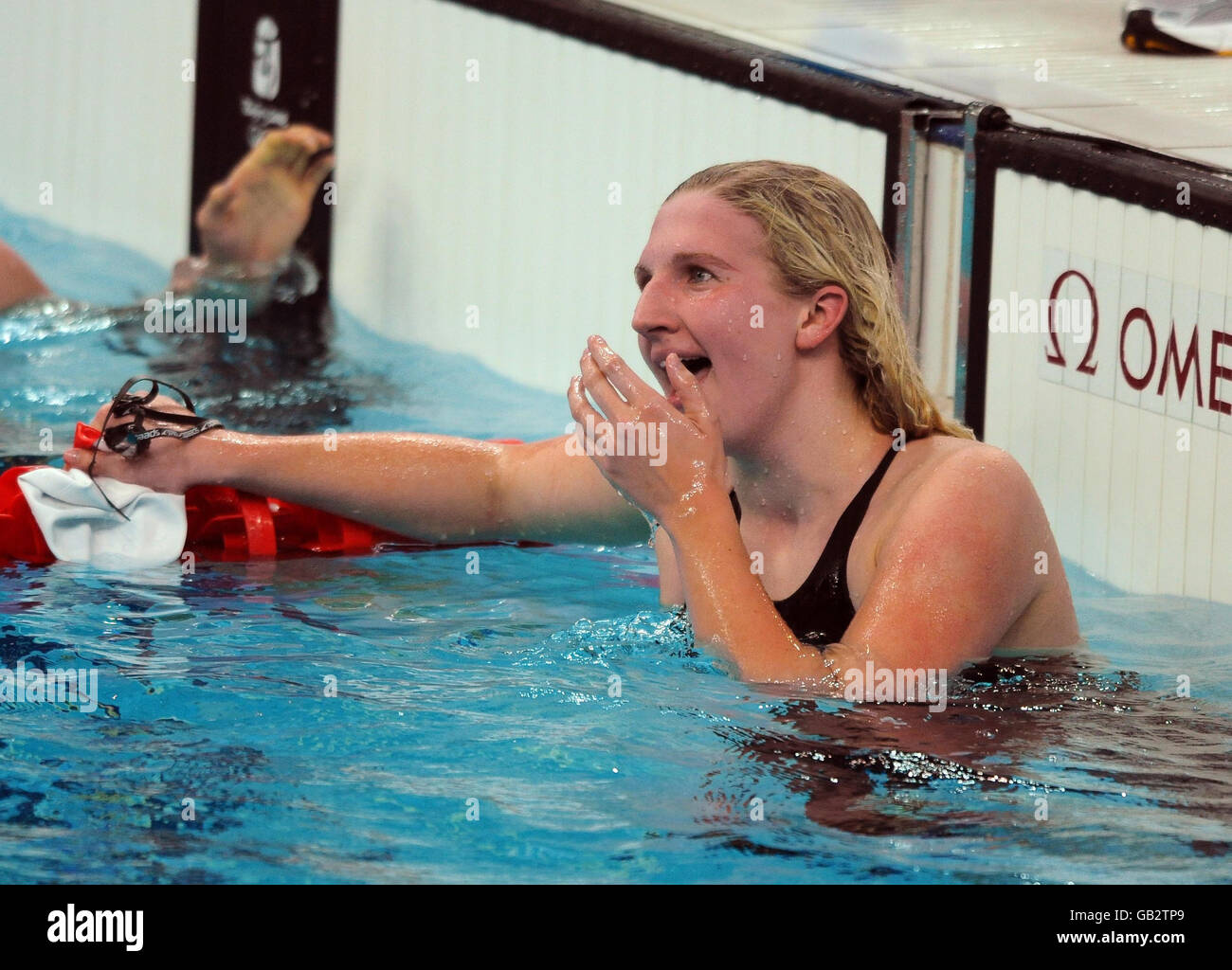Great Britains Rebecca Adlington Reacts To Setting A New Olympic