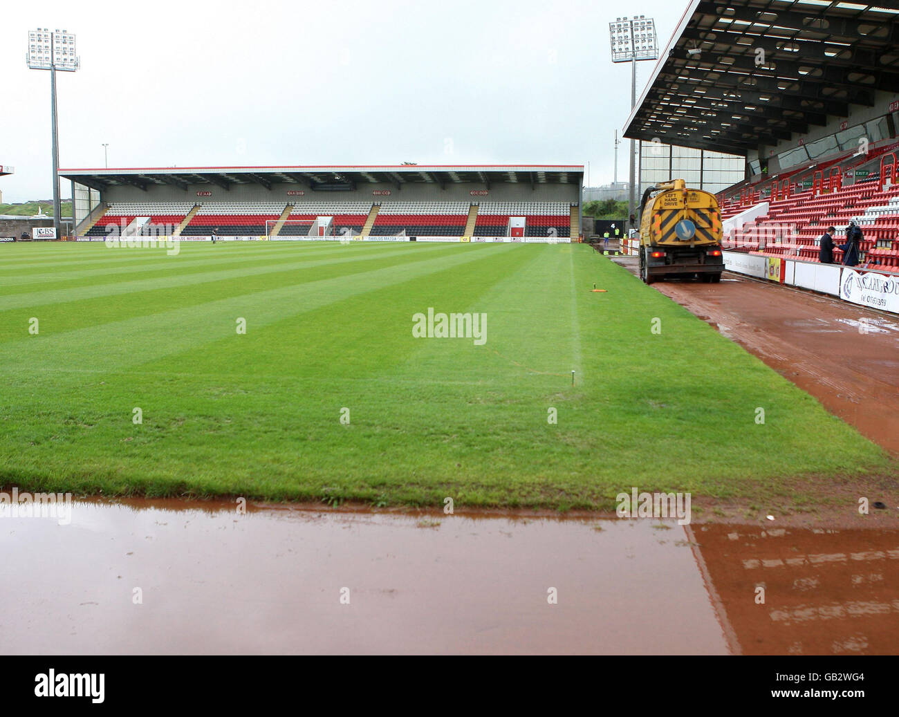 Heavy rain covers the Excelsior football stadium ahead of the Queen of ...