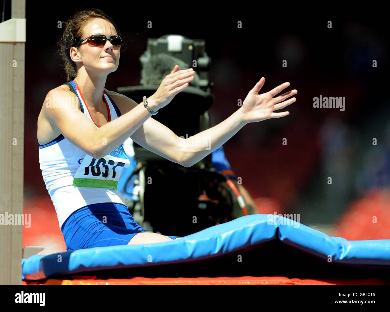 Great Britain's Kelly Sotherton reacts after a failed jump in the ...