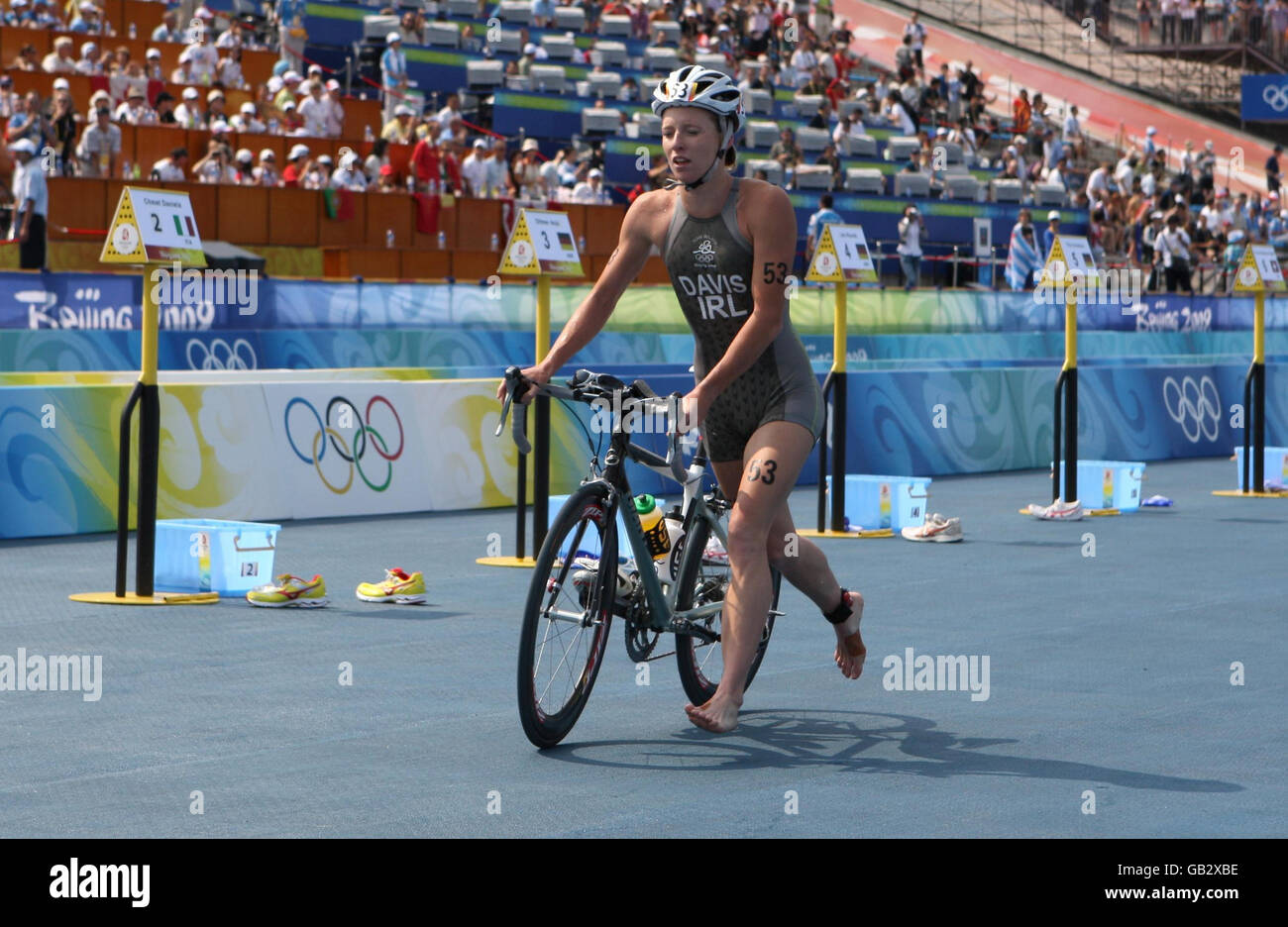 Ireland's Emma Davis during the transition stage from swimming to ...