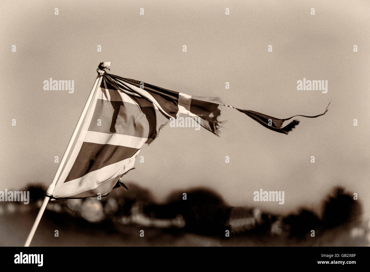 Torn British Flag in Sepia Stock Photo - Alamy