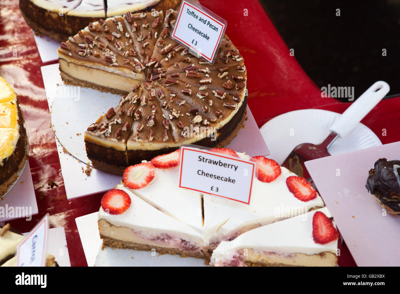 Cheesecakes for sale at Borough Market in London, England. The home ...