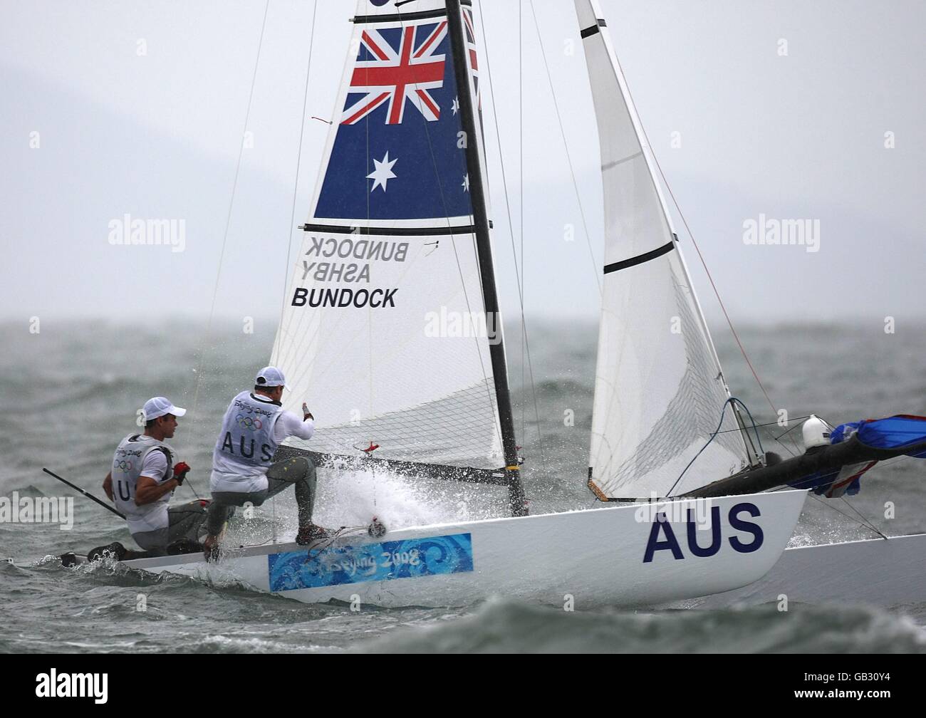 Australia's Darren Bundock and Glenn Ashby sail in the final race of ...